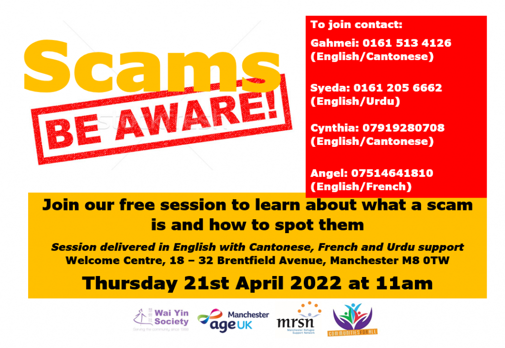 Scams Awareness Event at the Welcome Centre on 21st April at 11am | Wai ...